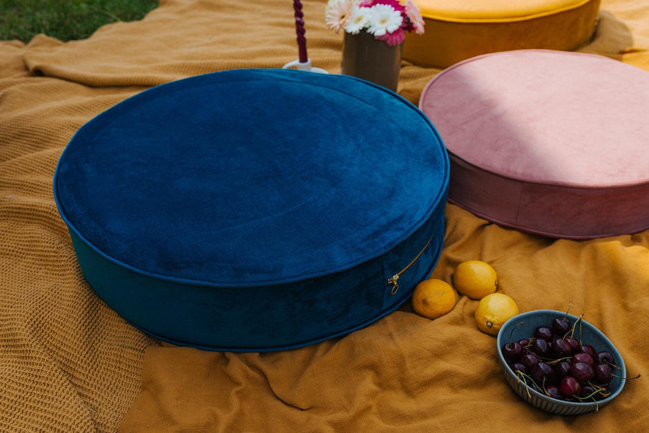 Velvet poufs for children's room