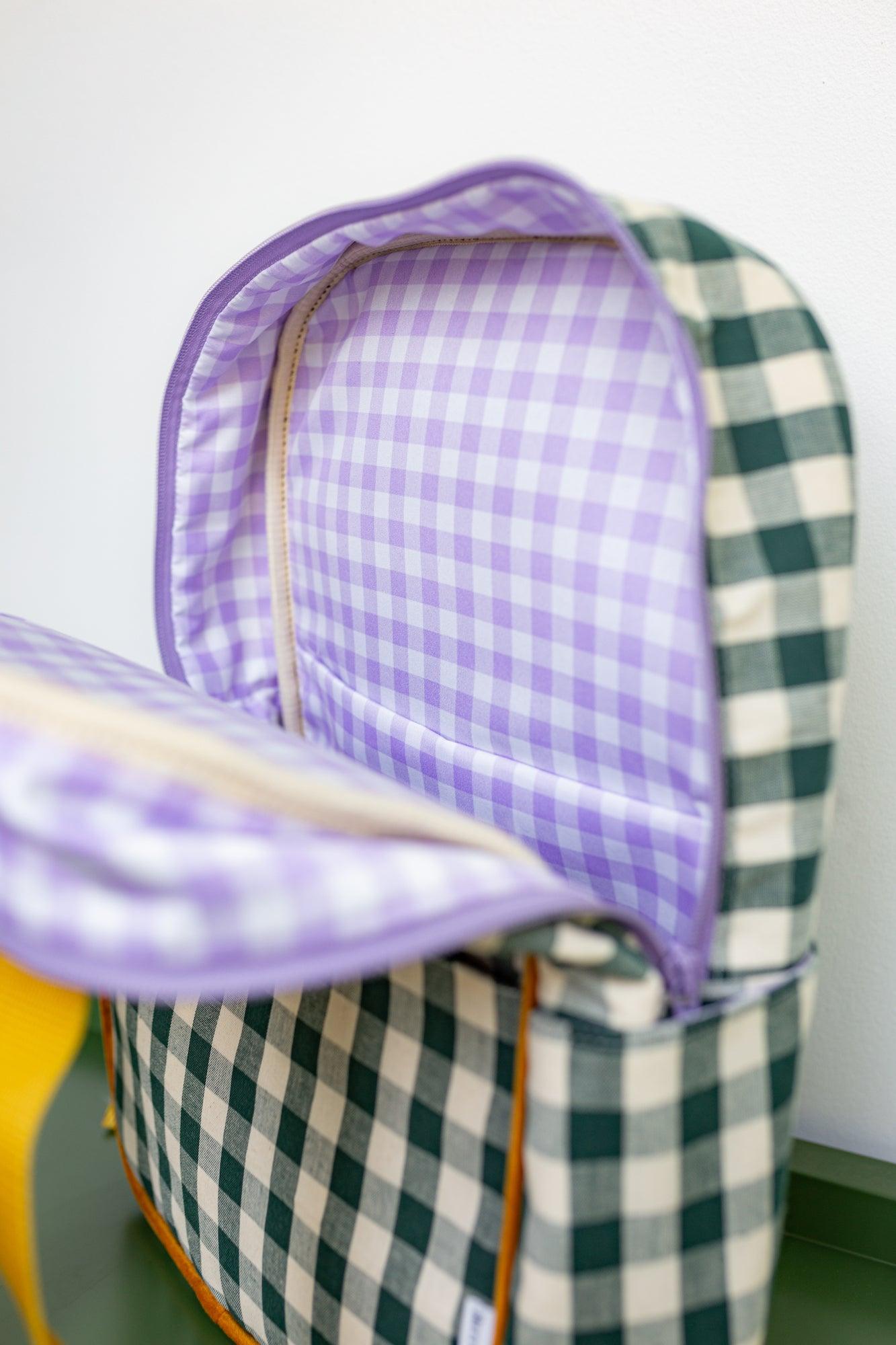 Large Backpack | Gingham | Sunflower | Checkered Backpack