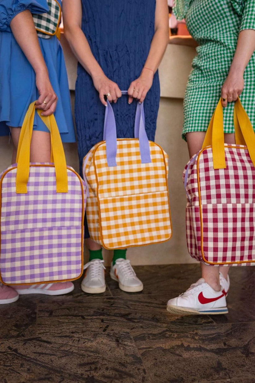 Large Backpack | Gingham | Lilac | School Backpack