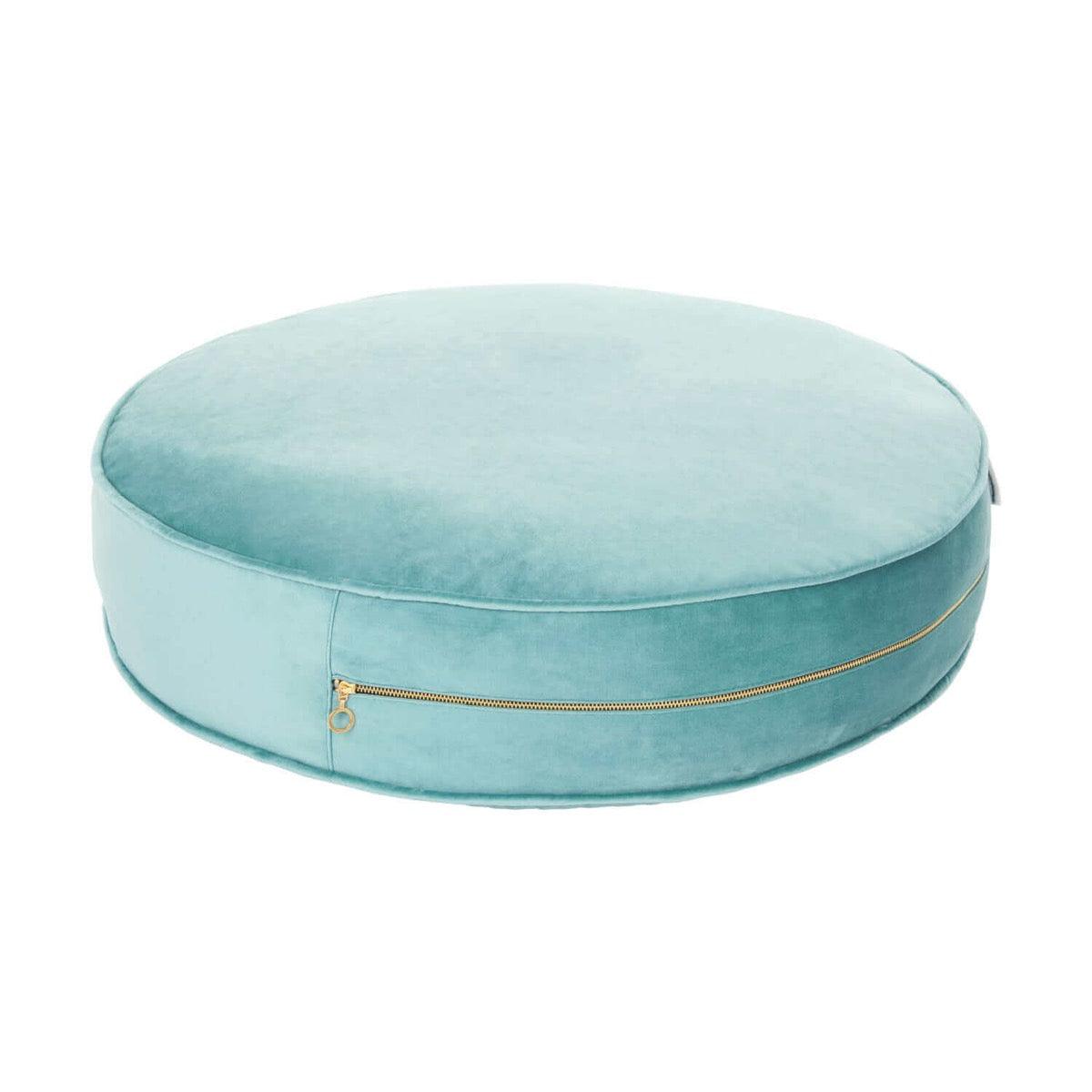 Large Velvet Pouf Mint | Round Floor Pouf | Floor Ottoman